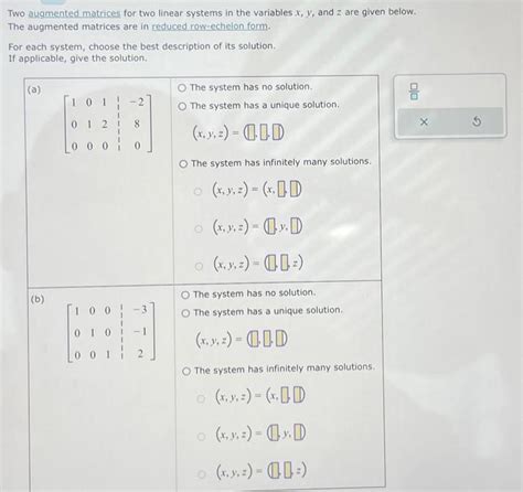 Solved Two Augmented Matrices For Two Linear Systems In The Chegg