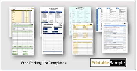 Free Packing List Templates Word Excel PDF Printable Samples