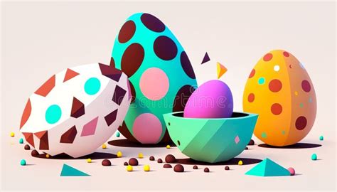 Colourful Easter Eggs On Bright Background Generative Ai Stock