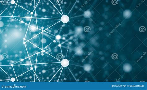 Blurred Symmetrical Abstract Lines And Dots Connected Network Technology Data Center Concept