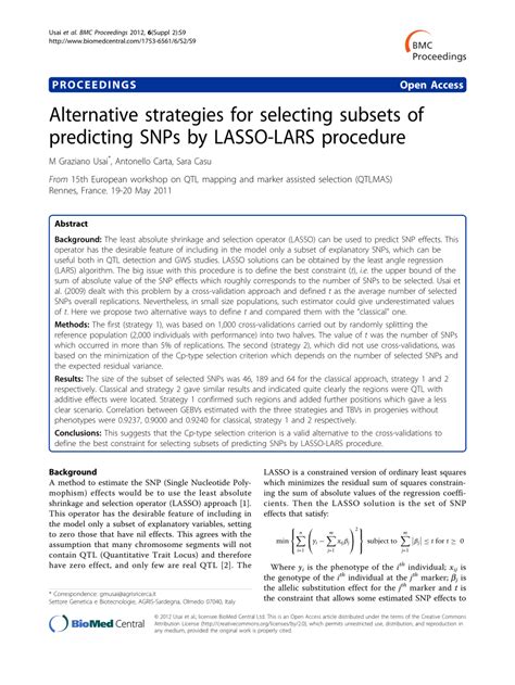 Pdf Alternative Strategies For Selecting Subsets Of Predicting Snps