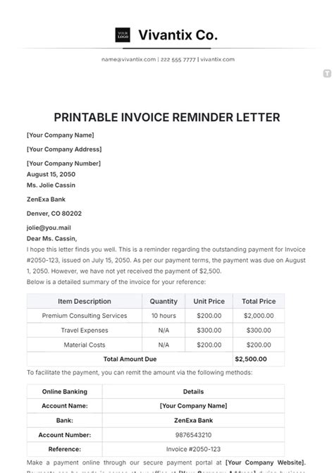 Overdue Invoice Reminder Form Payment Reminder Invoice Template