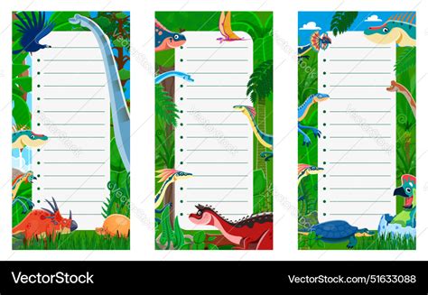 Dinosaur Notepad Vibrant Dino Themed Pages Vector Image