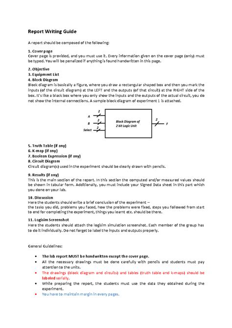 Cse332 L Report Writing Guide Report Writing Guide A Report Should Be