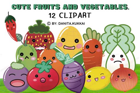Cute Fruits And Vegetables Graphic By Danitakukkai · Creative Fabrica