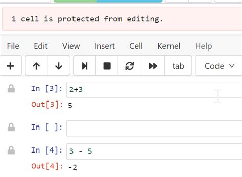 Jupyter Evaluating A Blank Cell With Edit Protection Set Gives An