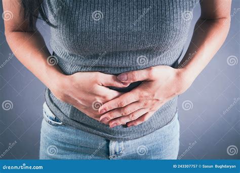 A Young Girl Has A Stomach Ache Stock Image Image Of Illness