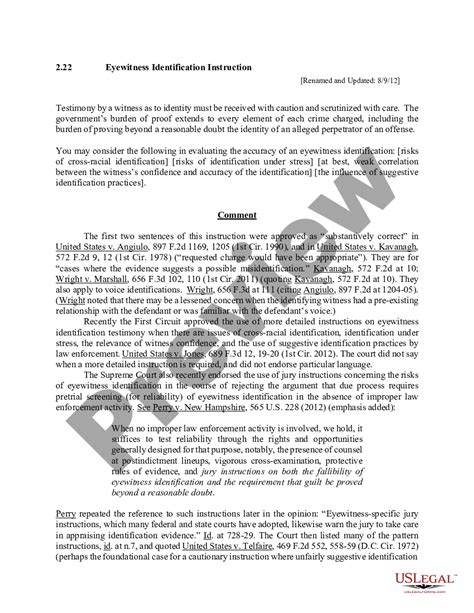 Maine Eyewitness Identification Instruction Us Legal Forms