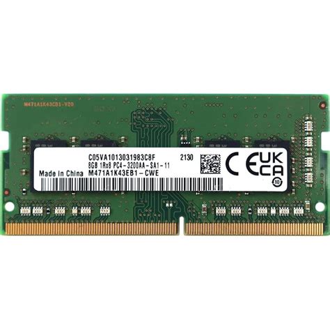 Память для ноутбука Samsung Sodimm Ddr4 3200 8gb Pc4 25600 Non Ecc Unbuffered M471a1k43eb1 Cwe