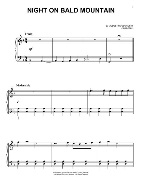 Modest Mussorgsky Night On Bald Mountain Sheet Music Notes Download