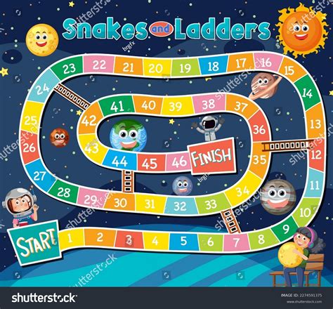 Snakes Ladders Game Template Illustration Stock Vector Royalty Free