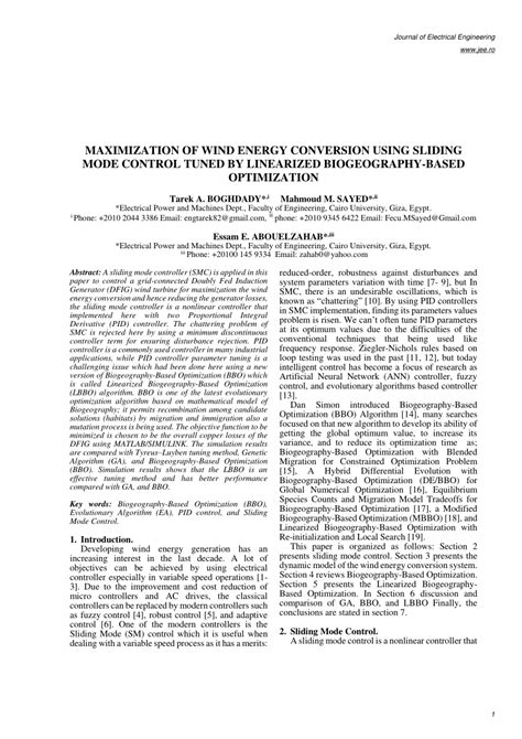 pdf maximization of wind energy conversion using sliding mode control tuned by linearized