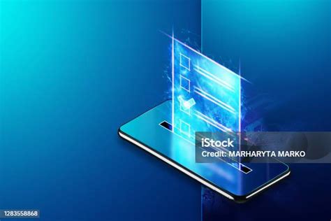 온라인 투표 스마트 폰은 인터넷 투표 상자로 체크 마크가있는 홀로그램 형태의 전자 투표 전자 투표 기술 개념 3d 렌더 3d 일러스트레이션 투표에 대한 스톡 사진 및 기타