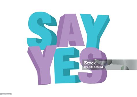 타이포그래피 3d 단계의 벡터 격리 그림은 세련된 색상으로 예라고 말합니다 권한 있는 사람 또는 자조 적인 사람들을 위한 동기 부여 슬로건 3차원 형태에 대한 스톡 벡터