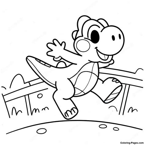 Yoshi Jumping Over Obstacles Coloring Page Coloring