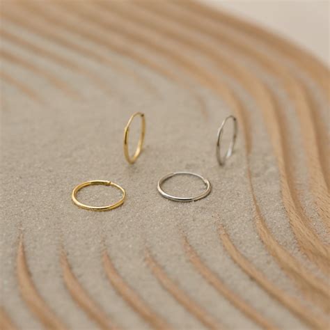 Small Thin Hoops In Gold By Caitlyn Minimalist Endless Hoop Etsy