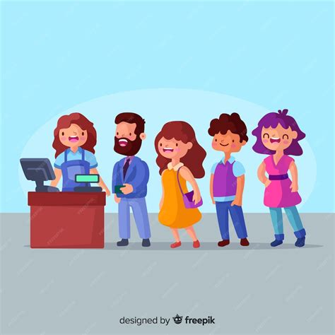 줄을 서서 기다리는 사람들 무료 벡터