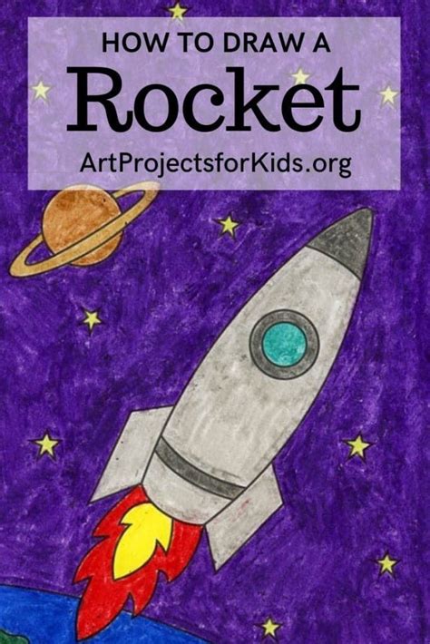 Easy How To Draw A Rocket Tutorial And Rocket Coloring Page Space Drawings Art Drawings For