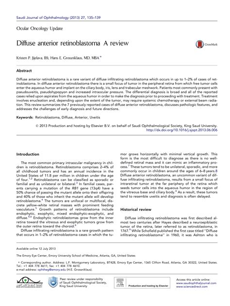 Pdf Diffuse Anterior Retinoblastoma A Review