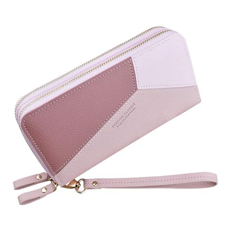 Дамски портфейл от Pu кожа Nuodwell с двоен цип и каишка за китка дизайн с множество