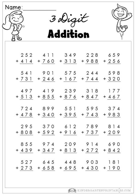 3 Digit Addition Worksheets