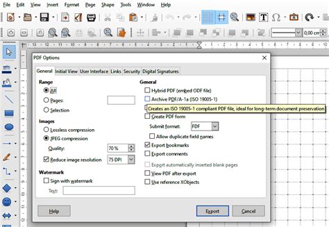 exporting as pdf a 1a not available english ask libreoffice