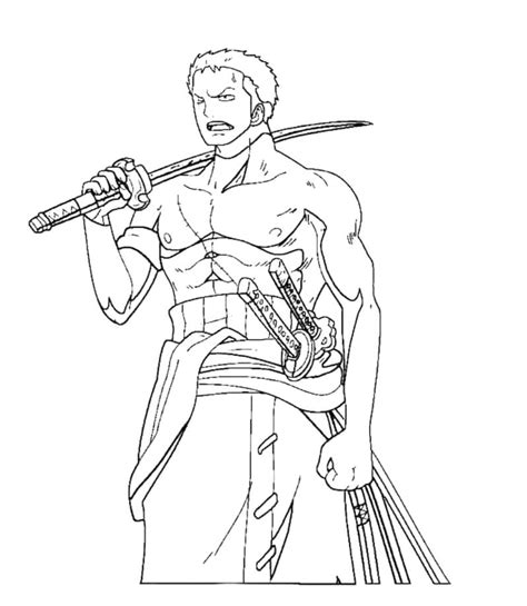 Coloriage One Piece Roronoa Zoro Télécharger Et Imprimer Gratuit Sur Coloriageenfantcom