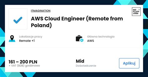 Praca Aws Cloud Engineer Remote From Poland Devops Itmagination Zdalnie No Fluff Jobs