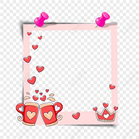 핑크 발렌타인 데이 와인 글라스 크라운 사진 일러스트 프레임 왕관 하트분홍인사 Png 일러스트 무료 다운로드 Lovepik