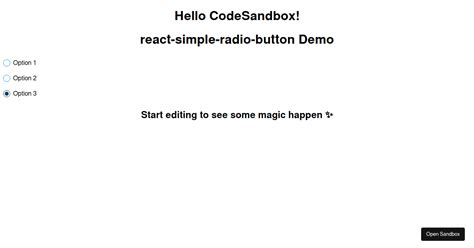 React Simple Radio Button Examples Codesandbox