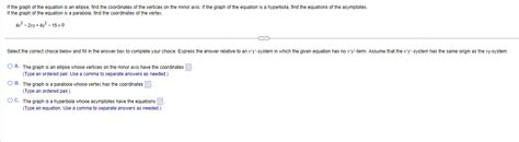 Solved 4x2−2xy4y2−150 A The Graph Is An Ellipse Whose
