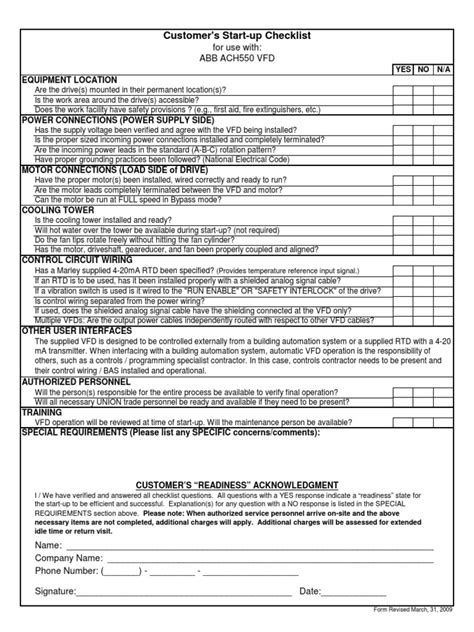 Startup Checklist Pdf Electric Motor Electromagnetism