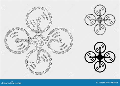 Flying Drone Vector Mesh Wire Frame Model And Triangle Mosaic Icon Stock Vector Illustration
