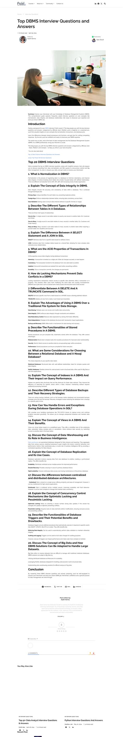 Top Dbms Interview Questions And Answerspdf