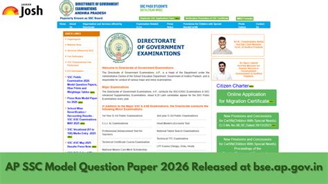 AP SSC Model Question Paper 2026 Released At Bse Ap Gov In Check And Download All 6 Subject
