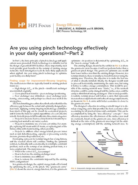 Are You Using Pinch Technology Effectively In Daily Operations Part Ii