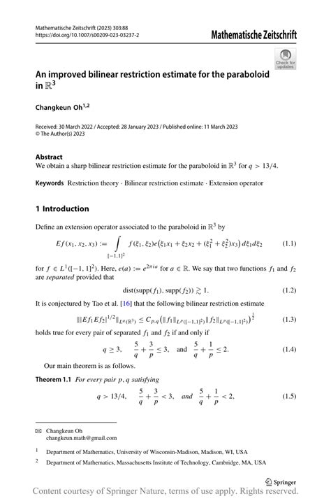Pdf An Improved Bilinear Restriction Estimate For The Paraboloid In
