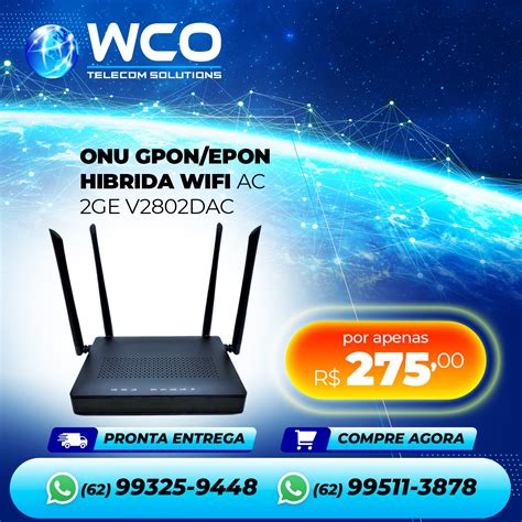 Onu Gpon Epon Hibrida Wifi Ac 2ge V2802dac Wco Telecom Solutions