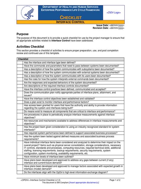 Eplc Interface Control Checklist Pdf System Interface Computing
