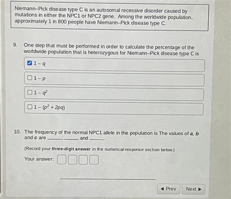 Solved Niemann Pick Disease Type C Is An Autosomal Recessive