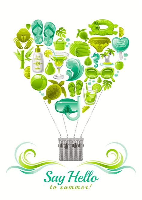 심장 벡터 여름 여행 요소 Eps Uidownload