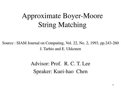 Ppt Approximate Boyer Moore String Matching Powerpoint Presentation