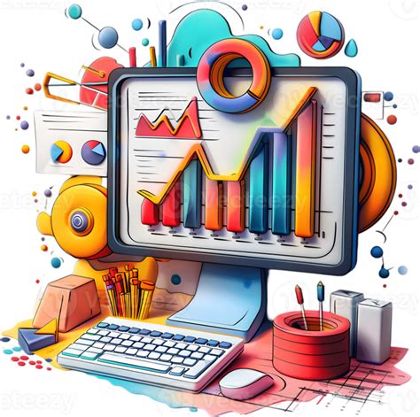 An Illustration Of A Computer With A Graph On It 49160323 PNG