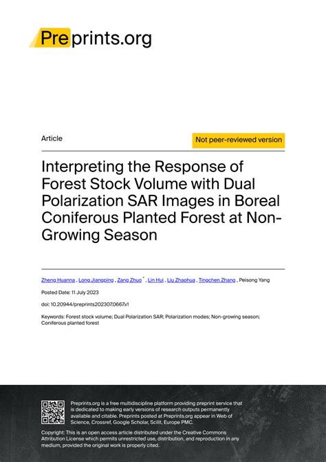 Pdf Interpreting The Response Of Forest Stock Volume With Dual