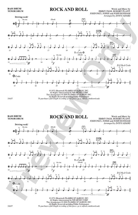 Rock And Roll Bass Drumtenor Drum Bass Drumtenor Drum Part Digital Sheet Music Download