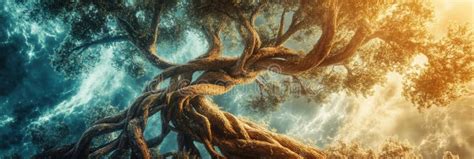 A Stunning Abstraction Illustrates A Tree Of Life With Its Intertwining Branches And Roots