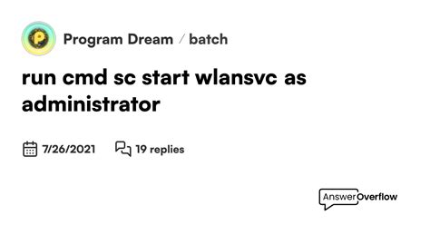 Run ```cmd Sc Start Wlansvc``` As Administrator Program Dream