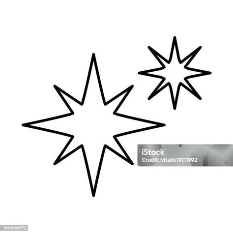 빛나는 아이콘입니다 선형 스타일 스파클 스타 요소 장식 기념일에 대한 스톡 벡터 아트 및 기타 이미지 기념일 닦기 렌즈 플레어 Istock