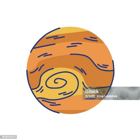 양식화 된 행성계의 그림 흰색 배경에 소용돌이가 있는 목성 0명에 대한 스톡 벡터 아트 및 기타 이미지 0명 개념 과학