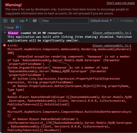 error in radzendatagrid in webassembly hosting mode when displaying non english entity property